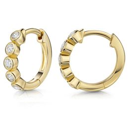 Firetti Damen Paar Creolen &raquo;Schmuck Geschenk Silber 925 Ohrringe mit elegantem Steinbesatz&laquo; Made in Germany - mit Zirkonia (synth.) gold 14mm, Silber 