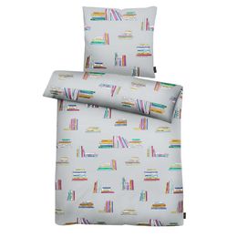 Apelt Bettw&auml;sche &raquo;Books&laquo; 2 tlg. Bettw&auml;sche-Set mit Rei&szlig;verschluss, Baumwoll-Satin, Digitaldruck bunt Satin (Bio-Baumwolle), Obermaterial: 100% 