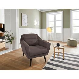 OTTO home Sessel &raquo;Bille&laquo; mit Naht im R&uuml;ckenkissen und Eiche-Beinen, Design by Morten Georgsen braun Samtoptik (100% Polyester);Struktur (100% 