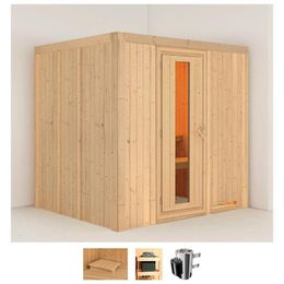Karibu Sauna &raquo;Dima&laquo; Set, Ofen 3,6 kW intgr. Strg beige Saunaofen, integrierte Steuerung, 3,6 kW
