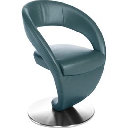 K+w Komfort & Wohnen K+W Komfort & Wohnen Esszimmerstuhl &raquo;Wave, Drehstuhl, Polsterstuhl&laquo; () Design-Drehstuhl, Drehteller in Edelstahloptik blau Bronco: Nappaleder 