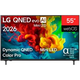 LG QNED-Fernseher &raquo;55QNED82B6B&laquo; 139 cm/55 &prime;&prime; Smart-TV schwarz 2.0 Soundsystem (20 Watt) mit &alpha;8 AI Sound Pro f&uuml;r virtuellen 11.1.2 Surround Sound sowie