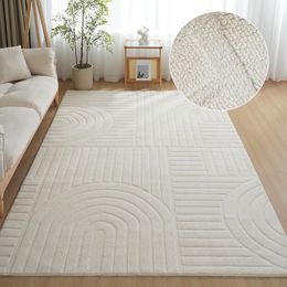 OTTO home Teppich &raquo;Neele, Boho-Design, Hoch-Tief, waschbar&laquo; rechteckig 12 mm H&ouml;he 3D Optik, Skandinavisch, Designteppich, Wohnzimmer, Schlafzimmer 