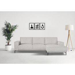 OTTO home Ecksofa &raquo;OLAND Flachgewebe L-Form, B: 280 cm, Skandi-Design&laquo; L-Form, 280 cm, Wellenunterfederung, Skandi-Design, Metallf&uuml;&szlig;e braun 100% 
