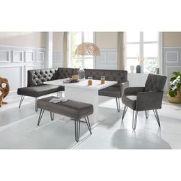 exxpo - sofa fashion Eckbank &raquo;Doppio, Chesterfield Optik, komfortabel und bequem, hohe Designf&uuml;&szlig;e&laquo; Frei im Raum stellbar blau 100% Polyester B/H/T: 