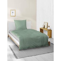 Bierbaum Bettw&auml;sche &raquo;Elegant uni&laquo; 3 Stk. Mako-Satin, 100 % Baumwolle, Uni, pflegeleicht gr&uuml;n Mako-Satin, Obermaterial: 100% Baumwolle B/L: 240cm x 