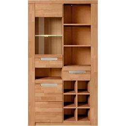 OTTO home Vitrine &raquo;Kolding&laquo; teilmassiv beige Holz teilmassiv kernbuchenfarben, B/H/T: 100cm x 180cm x 40cm, Schubladen: 1 Stk. T&uuml;ren: 2 Stk. 