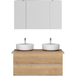 Nobilia Badm&ouml;bel-Set &raquo;Alvene&laquo; vormontiert, mit Soft-Close, 2 Stk. tlg. braun B/H/T: 120,3cmcm x 184,2cmcm x 48,5cmcm,mit Spiegelschrank,Griffe 