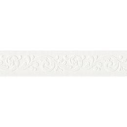 A.S. Cr&eacute;ation Bord&uuml;re &raquo;Only Borders&laquo; Barock gemustert ornamental aufgesch&auml;umt Tapete Bord&uuml;re Barock glatt Borte Wohnzimmer Schlafzimmer Flur Design wei&szlig; Papier, 