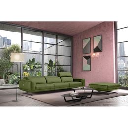 Egoitaliano 3-Sitzer &raquo;Gloria, super bequem, hochwertige Verarbeitung, edles Design, Megasofa&laquo; beidseitig verstellbare R&uuml;ckenelemente, mit Designmetallf&uuml;&szlig;en gr&uuml;n B