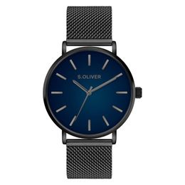 s.Oliver Herren s.Oliver Quarzuhr &raquo;Basic Mesh&laquo; Armbanduhr, Herrenuhr, Edelstahlarmband, analog schwarz Einheitsgr&ouml;&szlig;e