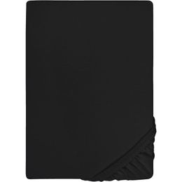 Biberna Spannbettlaken &raquo;Marc&laquo; aus Baumwolle, f&uuml;r Matratzen bis 22 cm H&ouml;he, Bettlaken, Spannbetttuch schwarz Jersey, Obermaterial: 100% Baumwolle B/L: 200cm, 1
