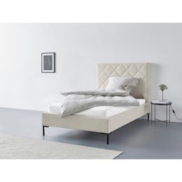 Home Affaire Polsterbett &raquo;Charlott&laquo; Modernes Polsterbett mit oder ohne Lattenrost beige L&auml;nge B: 215cm x 154cm, Strukturstoff ohne Lattenrost, H&ouml;he 