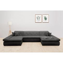 DOMO collection Wohnlandschaft &raquo;MORIC wahlweise mit Bettfunktion und Armteilverstellung, XXL&laquo; U-Form, beidseitig mit Recamiere, incl. Zierkissen, Cord