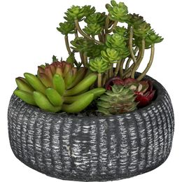 Creativ green Kunstpflanze &raquo;Sukkulentenarrangement&laquo; mit trendiger Schale gr&uuml;n Kunststoff B/H/L: 16cm, 1 Stk.