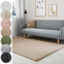 LUXOR living Fellteppich &raquo;Novara&laquo; rechteckig 30 mm H&ouml;he Kunstfell, Kaninchenfell-Haptik, besonders weicher Hochflor braun Kunstfaser B : 80cm 1 Stk., 