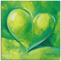 Artland Leinwandbild &raquo;Gr&uuml;nes Herz&laquo; Herzen 1 Stk. tlg. auf Holzrahmen gespannt gr&uuml;n Leinwand B/H/T: 50cm x 50cm, Leinwandbild Herzen quadratisch, 1 Stk.