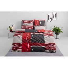 OTTO home Bettw&auml;sche &raquo;Kelian&laquo; 3 in verschiedenen Qualit&auml;ten, gemusterte Bettw&auml;sche rot Linon, Obermaterial: 100% Baumwolle B/L: 200cm x 200cm, 1 Stk.,