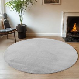 Ayyildiz Teppiche Teppich &raquo;JOY 1400, auch als L&auml;ufer und in Rund erh&auml;ltlich&laquo; rund 11 mm H&ouml;he besonders weich, uni Kurzflor, Wohnzimmer, Kinderzimmer silber Polyester &Oslash; 