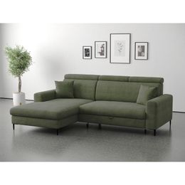 Trends by HG Ecksofa &raquo;Nizza, L-Form, B: 250cm&laquo; mit Schlaffunktion und Bettkasten gr&uuml;n 92% Polyester;8% Nylon B/H/T: 250cm x 104cm x 166cm, Struktur, 