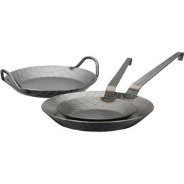 GSW Pfannen-Set Eisen Set, 1x Bratpfanne &Oslash; 20 cm, 1x Bratpfanne &Oslash; 24 cm, 1x Bratpfanne &Oslash; 28 cm, 3 Stk. tlg. Induktion grau &Oslash; 28cm