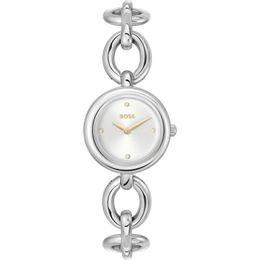 BOSS Damen BOSS Quarzuhr &raquo;LIVE&laquo; Armbanduhr, Damenuhr, Edelstahlarmband, analog, Glassteine silber Einheitsgr&ouml;&szlig;e