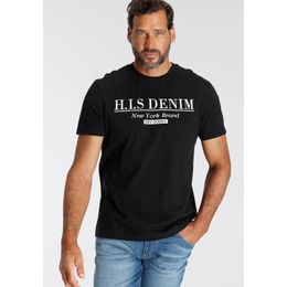 H.I.S. H.I.S Herren T-Shirt schmale Passform, bedrucktes Design, Rundhalsausschnitt schwarz S (44/46)