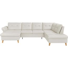 Sit & More sit&more Wohnlandschaft &raquo;G&ouml;teborg&laquo; inkl. Sitztiefenverstellung, wahlweise mit Bettfunktion & Bettkasten wei&szlig; B/H/T: 327cm x 90cm x 226cm, NaturLEDER 