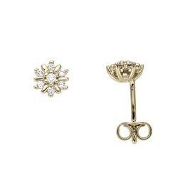 Firetti Damen Paar Ohrstecker &raquo;Schmuck Geschenk Gold 333 Ohrschmuck Blume&laquo; mit Brillant - Krappenfassung gold 6mm, 0,16 P2 = erkennbare Einschl&uuml;sse, 