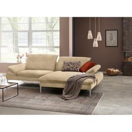 W.Schillig Ecksofa &raquo;enjoy&MORE, Designsofa, elegant und bequem, L-Form&laquo; mit Sitztiefenverstellung, F&uuml;&szlig;e Chrom gl&auml;nzend, Breite 294 cm beige Chenille-