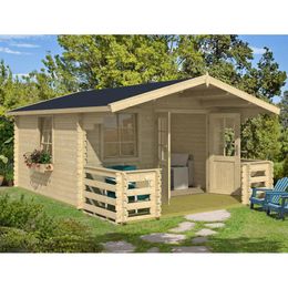 Konifera Gartenhaus &raquo;Klingenberg 2 aus nordischem Fichtenholz&laquo; inklusive Fu&szlig;boden, mit 2 Fenstern und Doppelfl&uuml;gelt&uuml;r beige Holzwerkstoff Fu&szlig;boden im 