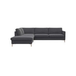 FLEXLUX Ecksofa &raquo;Fiore, L-Form&laquo; schmale Armlehnen, Kaltschaum, F&uuml;&szlig;e Alu+ Eiche grau 100% Polyester B/H/T: 266cm x 85cm x 225cm, Chenille, Ottomane 