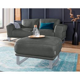 W.Schillig Hocker &raquo;montanaa&laquo; mit Metallkufen in Silber matt, Breite 71 cm grau B/H/T: 71cm x 42cm x 71cm, Longlife Xtra-Leder Z69