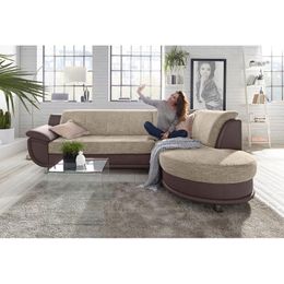 Trendmanufaktur Ecksofa &raquo;Rondo 3, zeitlos & bequem, Materialmix, L-Form, Breite 265cm&laquo; wahlweise mit Federkern f&uuml;r mehr Komfort, wahlweise mit 