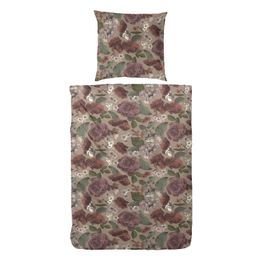 Primera Bettw&auml;sche &raquo;Edelflanell-Bettw&auml;sche Exciting&laquo; 2 Stk. mit einem aufregenden Blumenmuster braun Edel-K&ouml;per-Flanell, Obermaterial: 100% Baumwolle B/L: 