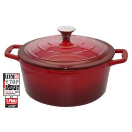 ELO Kochtopf &raquo;Gusseisen Kochtopf&laquo; Topf inkl. Deckel, 1 tlg. Edelstahl Gusseisen rot 4,5 l + &Oslash; 26cm + H&ouml;he 14cm
