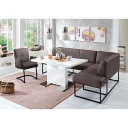exxpo - sofa fashion Eckbank &raquo;Affogato, bequem und elegant, hochwertige Detailverarbeitung&laquo; Frei im Raum stellbar braun Kunstleder B/H/T: 157cm x 82cm