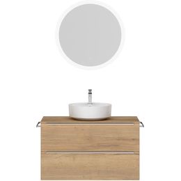 Nobilia Badm&ouml;bel-Set &raquo;Alvene&laquo; vormontiert, mit Soft-Close, 2 Stk. tlg. braun B/H/T: 100,3cmcm x 187,2cmcm x 48,5cmcm, Griffe edelstahlfarbig