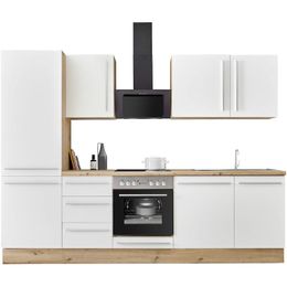KOCHSTATION K&uuml;chenzeile &raquo;KS-Florida mit 38mm starker Arbeitsplatte&laquo; Breite 280 cm, wahlweise mit E-Ger&auml;ten, Soft-Close-Funktion wei&szlig; B/H/T: 280cm x 
