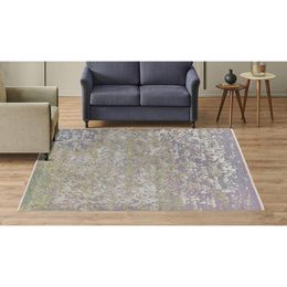 Kayoom Teppich &raquo;Dilan 300&laquo; rechteckig 5 mm H&ouml;he weicher Kurzflor, Vintage Look, Wohnzimmer gr&uuml;n Polyester B : 80cm 1 Stk., 5mm, L: 150cm
