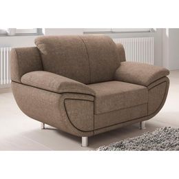 Trendmanufaktur Sessel &raquo;Rondo II, Loungesessel zeitlos und bequem&laquo; wahlweise mit komfortablem Federkern, mit extra breiten Armlehnen braun Struktur (