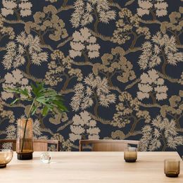 Sublime Vliestapete &raquo;TREES&laquo; floral gepr&auml;gt Design Tapeten blau Vlies B/L: 0,52m x 10m, Rollen: 1