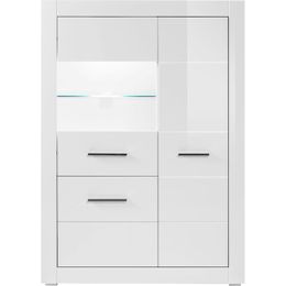 Home Affaire Vitrine &raquo;Bianco, moderne Standvitrine, Vitrinenschrank, Glasvitrine&laquo; silberne Metallgriffe, ausreichend Stauraum, zeitlos, 142 cm hoch 