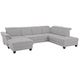 OTTO home Wohnlandschaft &raquo;Solvei U-Form&laquo; Sitztiefenverstellung und Federkern, wahlweise Kopfteilverstellung silber Struktur (100% Polyester);Luxus-