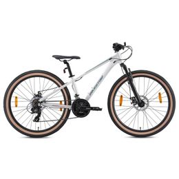 Bikestar Mountainbike 21 Gang Shimano RD-TY300 Schaltwerk Kettenschaltung f&uuml;r Damen und Herren, Kettenschaltung wei&szlig; 33cm, 26 Zoll (66,04cm) Mountainbike