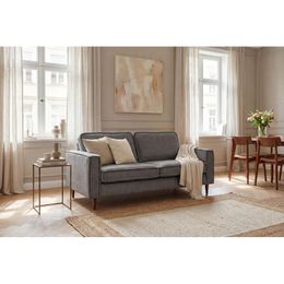 OTTO home 2-Sitzer &raquo;Pinto Skandi, 166 cm, Chenille, Struktur&laquo; mit Keder, Massivholzf&uuml;&szlig;e Eiche ger&auml;uchert, Wellenunterfederung grau 100% Polyester B/H/