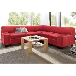 DOMO collection Ecksofa &raquo;Norma Top, elegant & modern, flache Armlehnen, Breite 247cm, L-Form&laquo; wahlweise mit Bettfunktion rot B/H/T: 247cm x 77cm x 