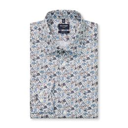OLYMP Herren OLYMP Langarmhemd &raquo;Luxor modern fit&laquo; Modern Fit, Businesshemd, New-Kentkragen, gemustert wei&szlig; 47, N-Gr