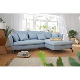OTTO home Ecksofa &raquo;LIVORNO,258 cm, L-Form,&laquo; Schlaffunktion u. Bettkasten (139/224cm), Samt, Struktur, Webstoff grau 100% Polyester;PU-Schaum und Nosag