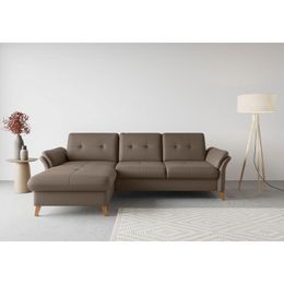 Sit & More sit&more Ecksofa &raquo;G&ouml;teborg&laquo; Sitztiefenverstellung und Federkern, wahlweise mit Bettfunktion braun B/H/T: 268cm x 90cm x 176cm, Luxus-Microfaser 